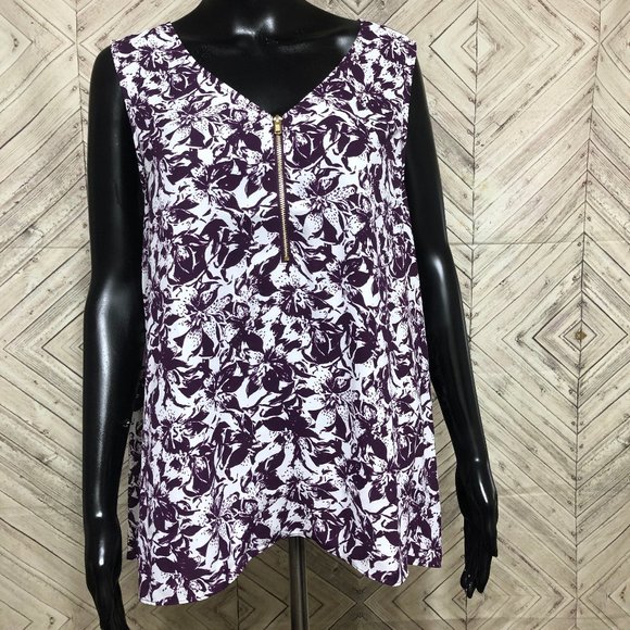 BOLD elements | Tops | Nwt Bold Elements Purple Floral Tank Blouse L ...